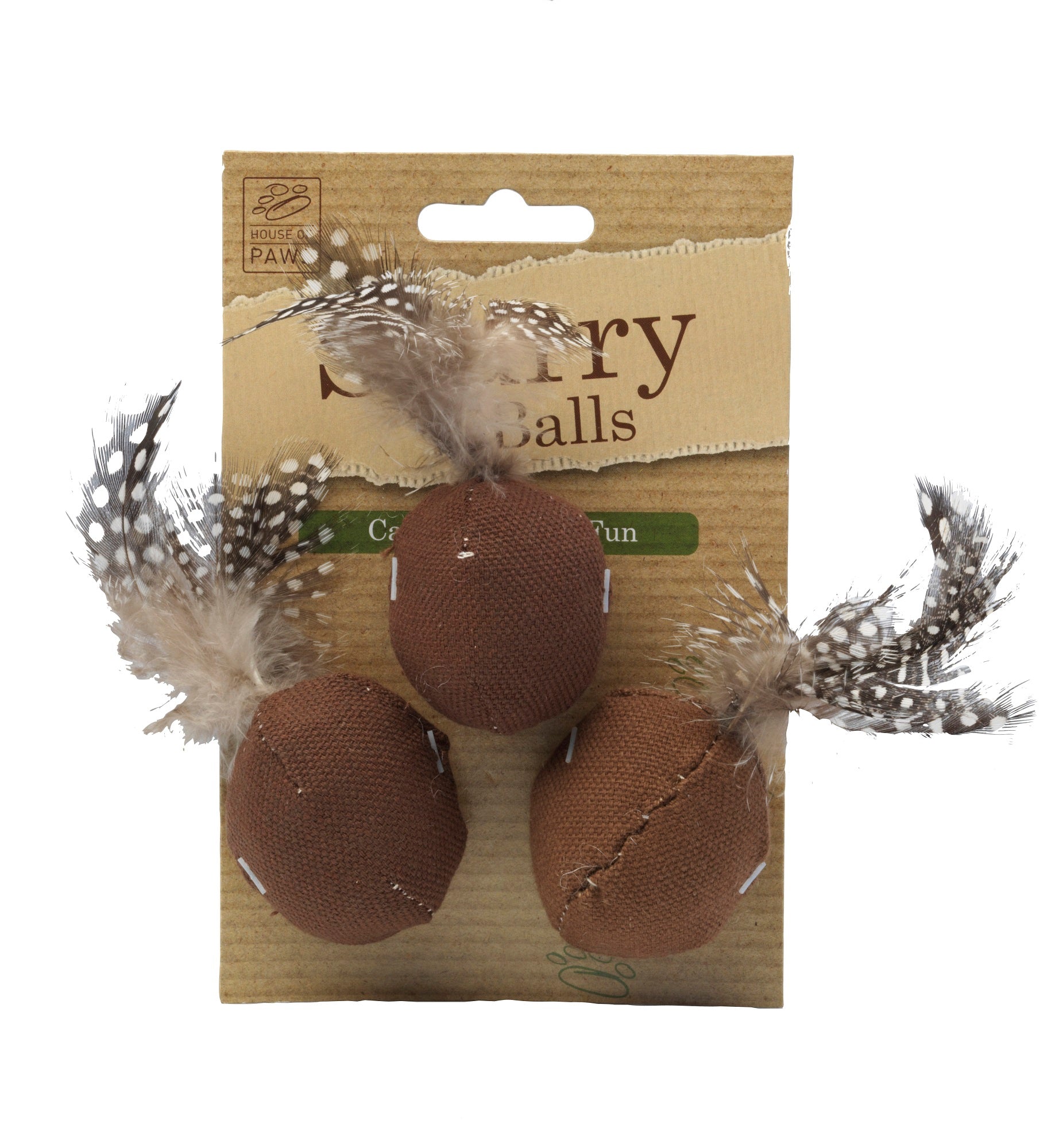 3 Scurry Balls with Feathers – www.houseofpaws.co.uk
